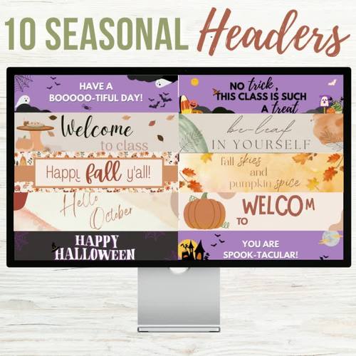 Fall Autumn & Halloween Headers/Banners Created for Google Classroom ...