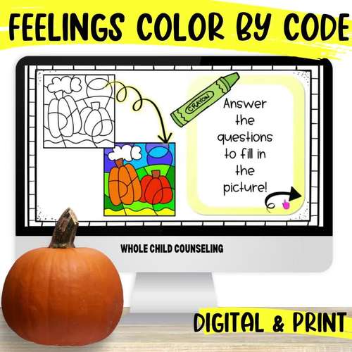 Fall Feelings Color by Code PUMPKINS Digital and Print to Identify Emotions