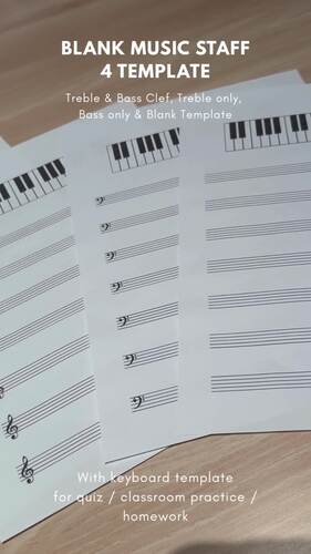 Music Staff & Keyboard Template - For Classroom / Quiz / Worksheets ...