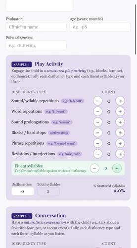 Fluency and Stuttering Informal Assessment Tool for SLPs — Browser ...
