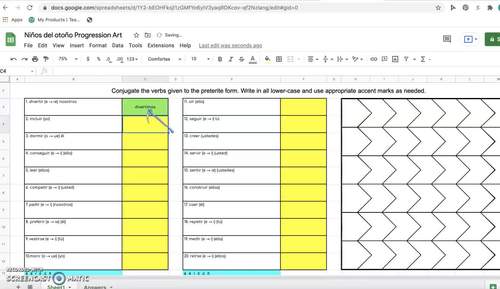 Preterite Verbs en español; Self Checking Progression Art; Otoño by ...