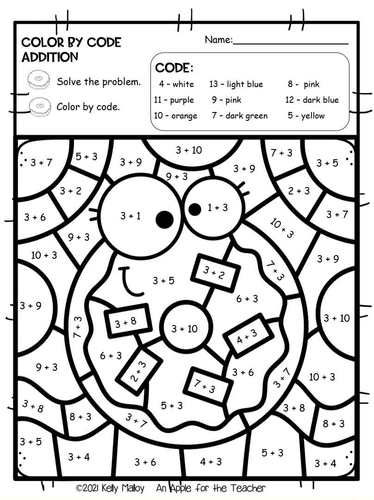 Addition Facts Color by Number Sweet Treats by Kelly Malloy | TpT