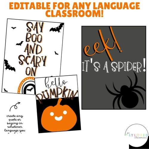 Halloween Boho Rainbow Classroom Posters by My Taylored Classroom