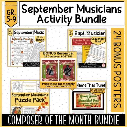September Composer of the Month COMPLETE Activity Bundle for Middle ...