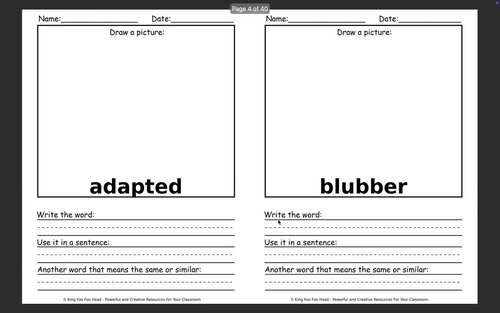 CKLA G1 Domain 8 Vocabulary Draw & Write Sheets | Animals and Their ...