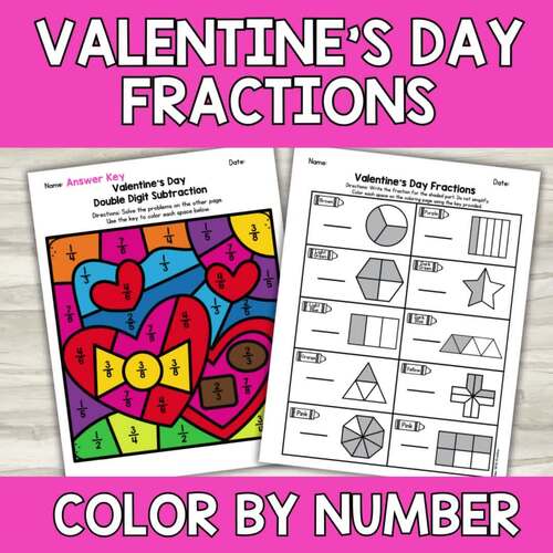 Valentine's Day Fractions Color By Number | 2nd 3rd Grade Math Center ...