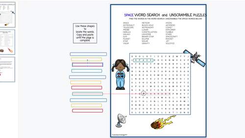 SPACE WORD SEARCH and Unscramble Puzzle by Fun Creatives | TpT