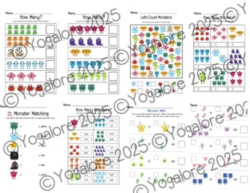 Monster Theme Printables for Preschool and Kindergarten by Yogalore
