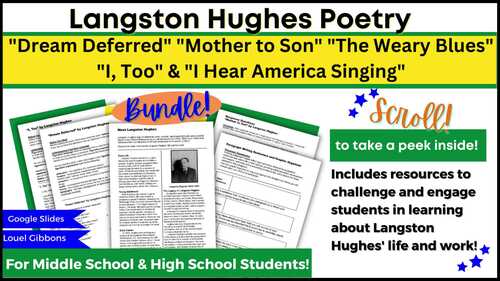 Black History Month Poetry Activities BUNDLE Langston Hughes Poems ...