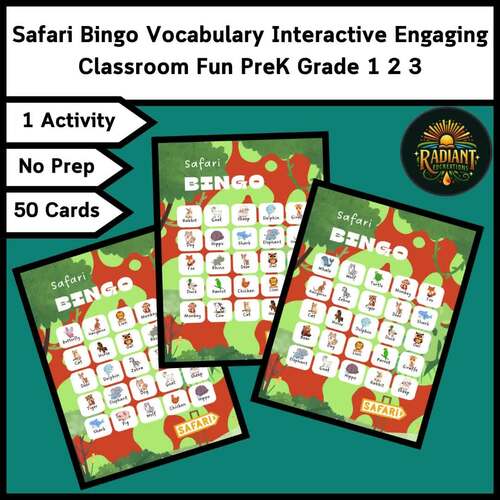ESL Safari Zoo Bingo Vocabulary Interactive Engaging Classroom PreK ...