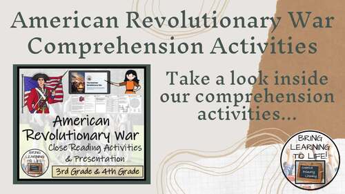 American Revolutionary War Close Reading Comprehension Activities 3rd ...