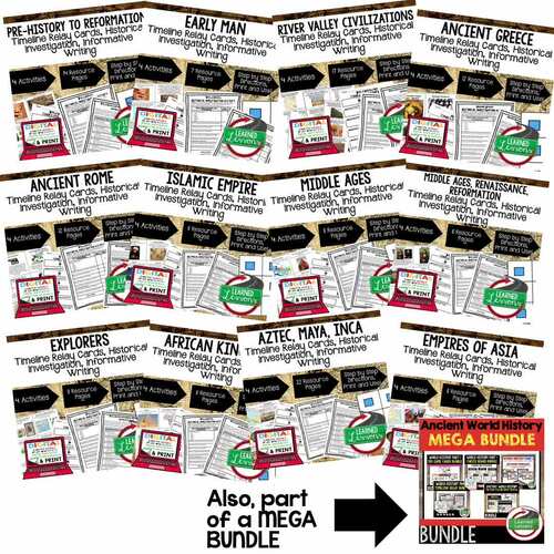 World History Timeline Writing Activities World History BUNDLE Google ...
