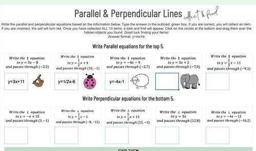 Write Parallel and Perpendicular lines in Slope intercept - self ...