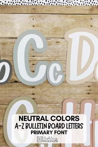 Neutral Colors Primary Font Bulletin Board Letters, A-Z, Punctuation ...