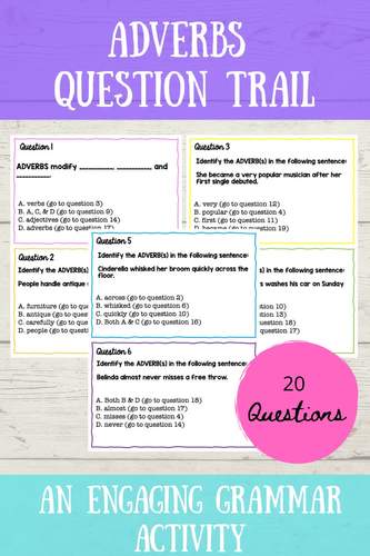 Adverbs Review Question Trail- An Engaging Grammar Activity by Oh So ...