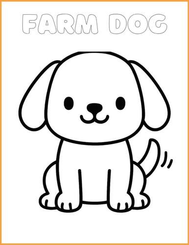 Farm Dog Coloring Page | Farm Animal Worksheet | Printable PDF Poster ...