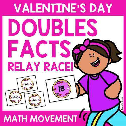 Valentines Day Doubles Facts Relay Race Game | Math Movement Activity ...