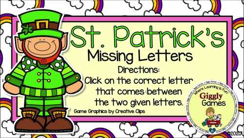 Giggly Games St. Patricks Missing Letters Google Slides Digital Resources