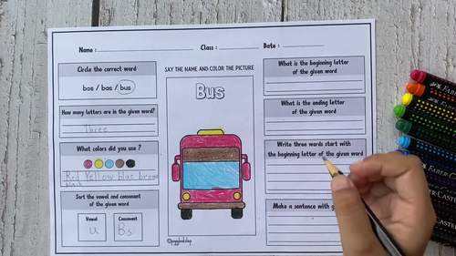 Transport literacy activities color and writing WH questions by Piggybooks
