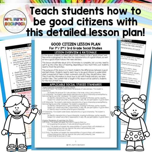 Good Citizens Lesson Plan with Social Studies Writing Prompt for Back ...