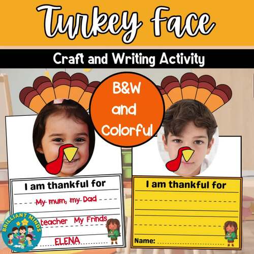 Turkey Face, Turkey Craft First Grade and Writing, Thankful Turkey ...