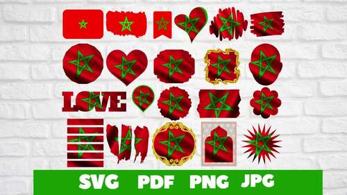 Morocco Flag svg png pdf jpg Bundle Moroccan Flag North African ...