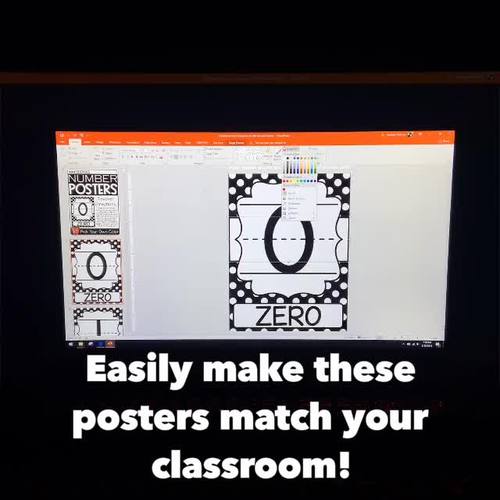 EDITABLE Math Number Posters 0-20 with Number Words {Black and White ...