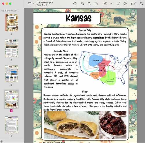 Kansas || US States || Information Text Close Reading Comprehension