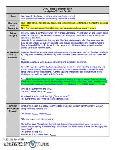 The Year We Learned to Fly by Jacqueline Woodson Lesson Plan and Activities