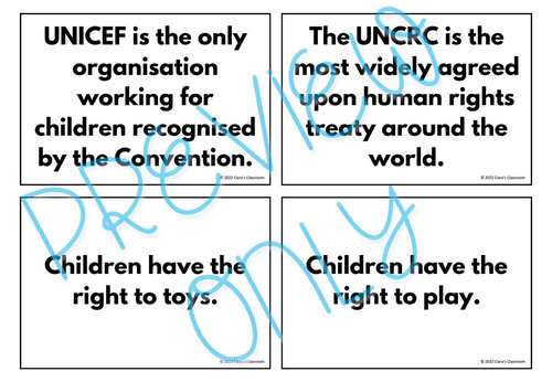 UNCRC Children's Rights True or False Sorting Activity by Ciara's Classroom