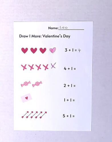Draw One More Valentines Math Worksheets Special Education Number Sense ...