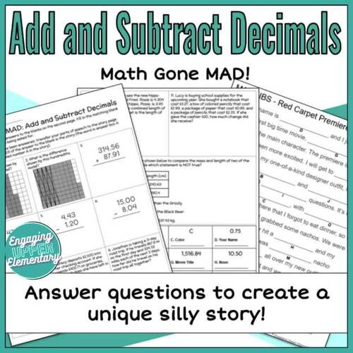 Add and Subtract Decimals - Math Gone MAD! by Engaging Upper Elementary