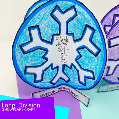 Long Division Math Craft | 3D Snowflake Winter Math by Loving Math