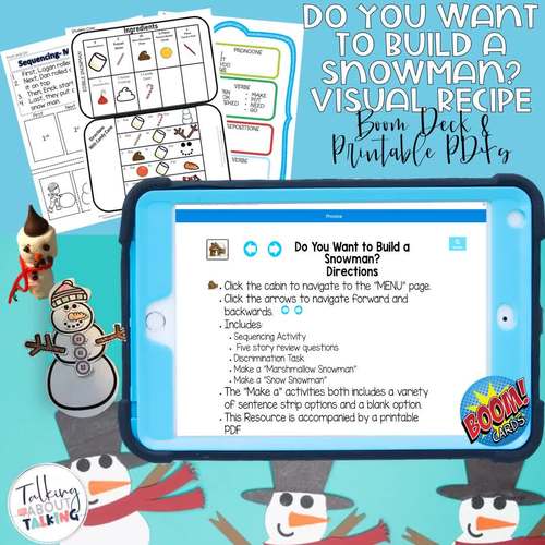 Visual Recipe - Do you want to build a snowman? Speech Therapy | TPT