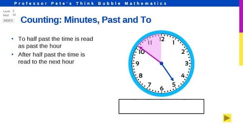 Telling Time to 1 minute PPT Think Bubble Mathematics (US) by ProfPete
