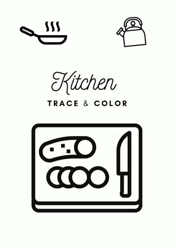 Kitchen 2 (Trace & Color) by Mazic Worksheet | TPT