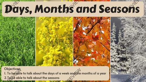 Days, Months & Seasons – Beginner Vocabulary & Speaking Activities for ...