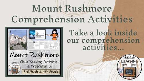 Mount Rushmore Close Reading Comprehension Activities | 3rd Grade & 4th ...