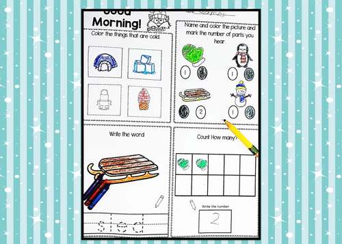 January Morning Work for Kindergarten | Language Arts & Math | PreK ...
