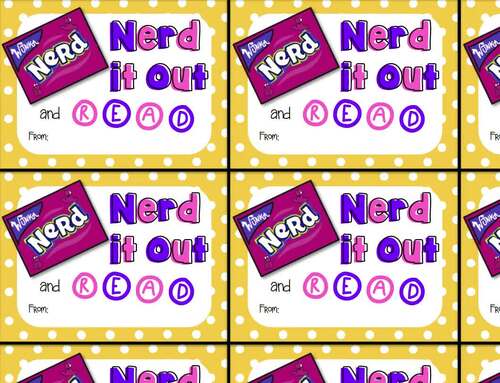 Nerds Candy Gift Tag for Reading Class/ Library - Nerd it out and READ