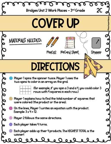 Kid-Friendly Bridges Math Work Places | Unit 2 | 3rd Grade | Second Edition
