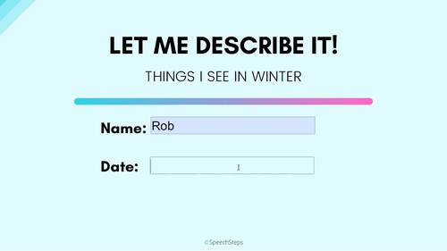 Describing Pictures | WINTER | NO PRINT | Speech therapy by Speech Steps