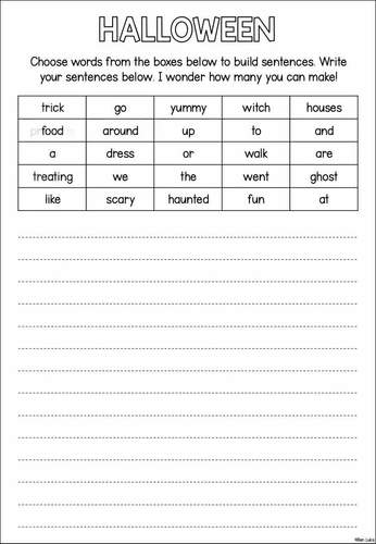 Holidays Sentence Construction Using Word Banks, Sentence Writing Practice