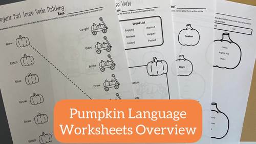 Pumpkin Themed Speech Therapy Language Worksheets and Activities