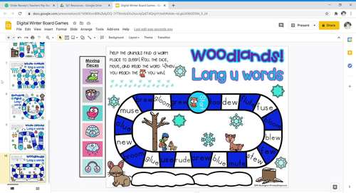 Winter Board Games Short Vowel, Long Vowel, Blends Print & Digital Bundle