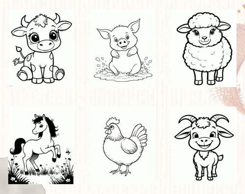 Farm Animals Easy and Bold Coloring Pages by Colorful Creations Hub