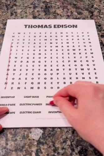 Thomas Edison Biography Word Search Puzzle Worksheet Activity | TPT