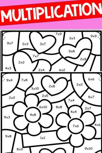 Valentine's Day Color by Number Code Multiplication Facts Practice ...