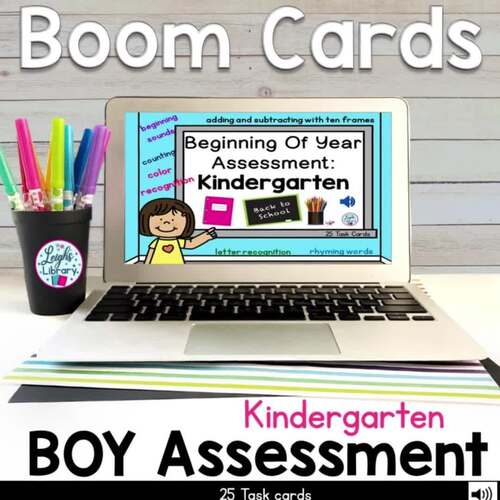 Boom Cards™ Kindergarten Beginning of Year Assessment by Leigh's Library