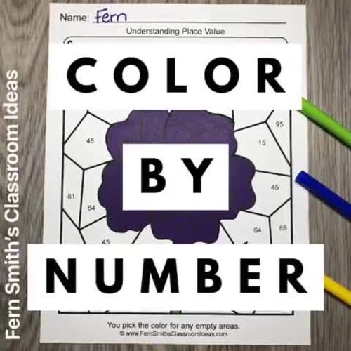 Understanding Place Value Color by Number Worksheets for Second Grade